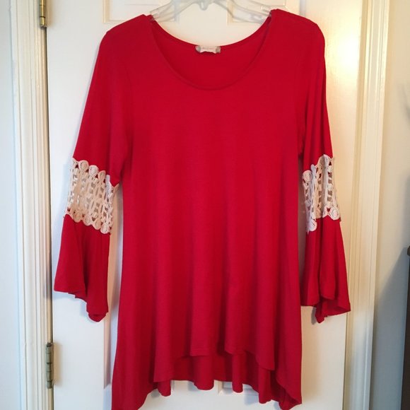 Altar'd State | Tops | Alterd State Red Top W Cute Sleeves | Poshmark